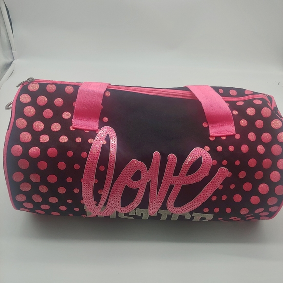 Justice | Accessories | Justice Girls Hot Pink Black Duffle Bag Gym ...